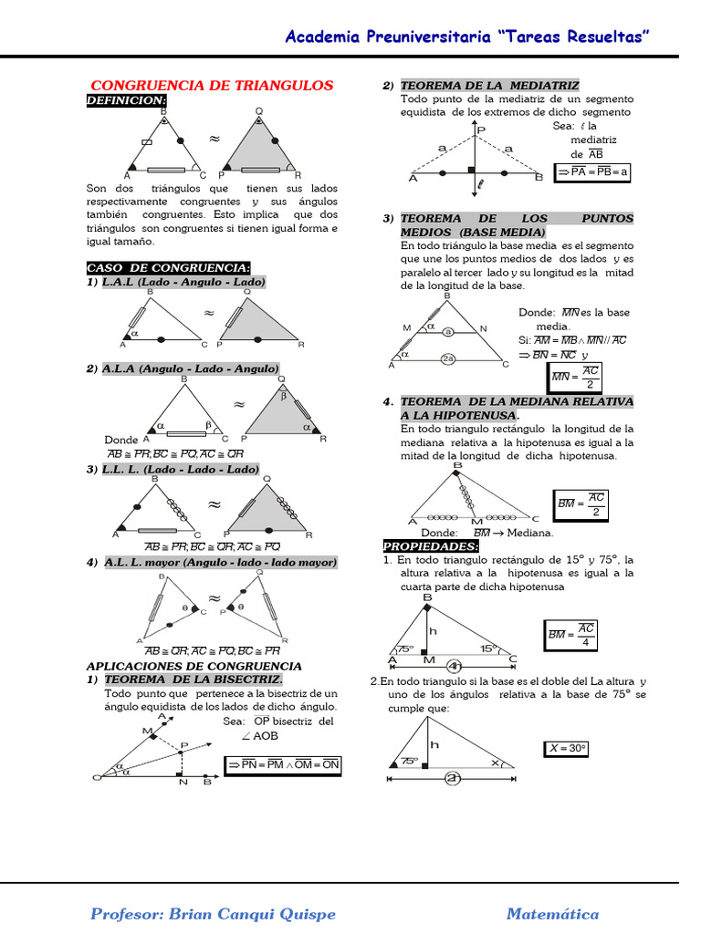 Congruencia de Triangulos | PDF | Triángulo | Geometría euclidiana