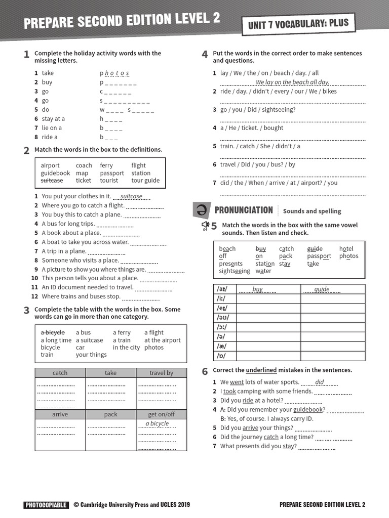 PREPARE 2 Vocabulary Plus Unit 07 | PDF | Linguistics | Languages