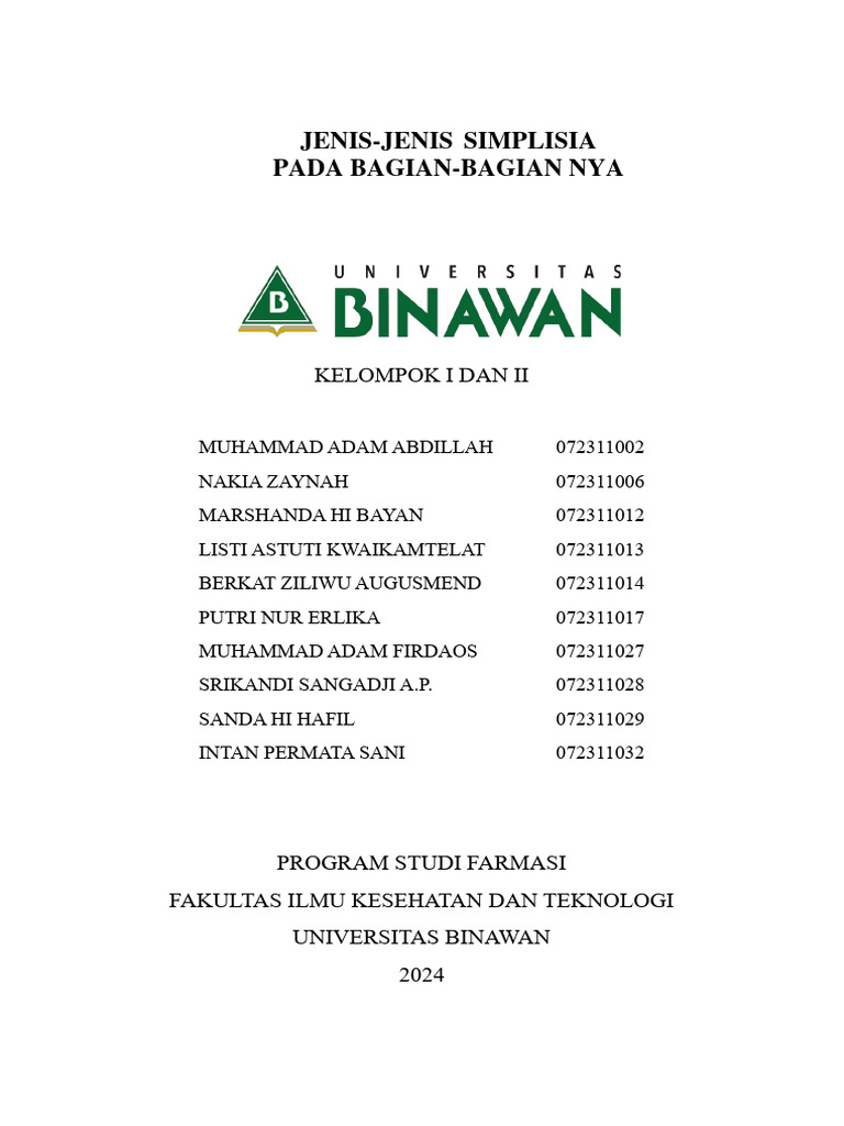 Simplisia dan Khasiatnya | PDF
