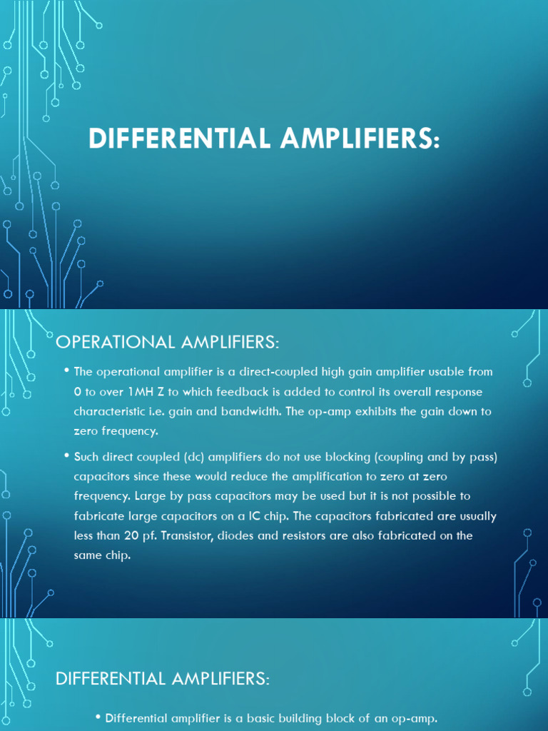 Differential Amplifiers | PDF | Amplifier | Operational Amplifier