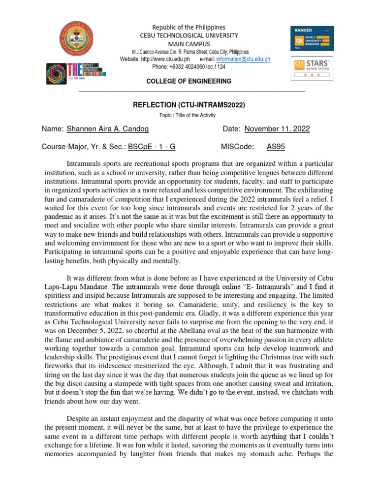 Candog - Reflection (Ctu-Intrams2022) 1 | PDF