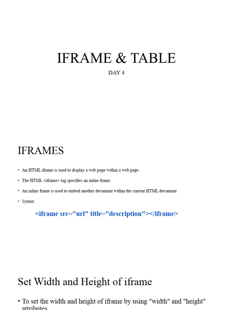 Iframe Images Table Pdf Html Element Html