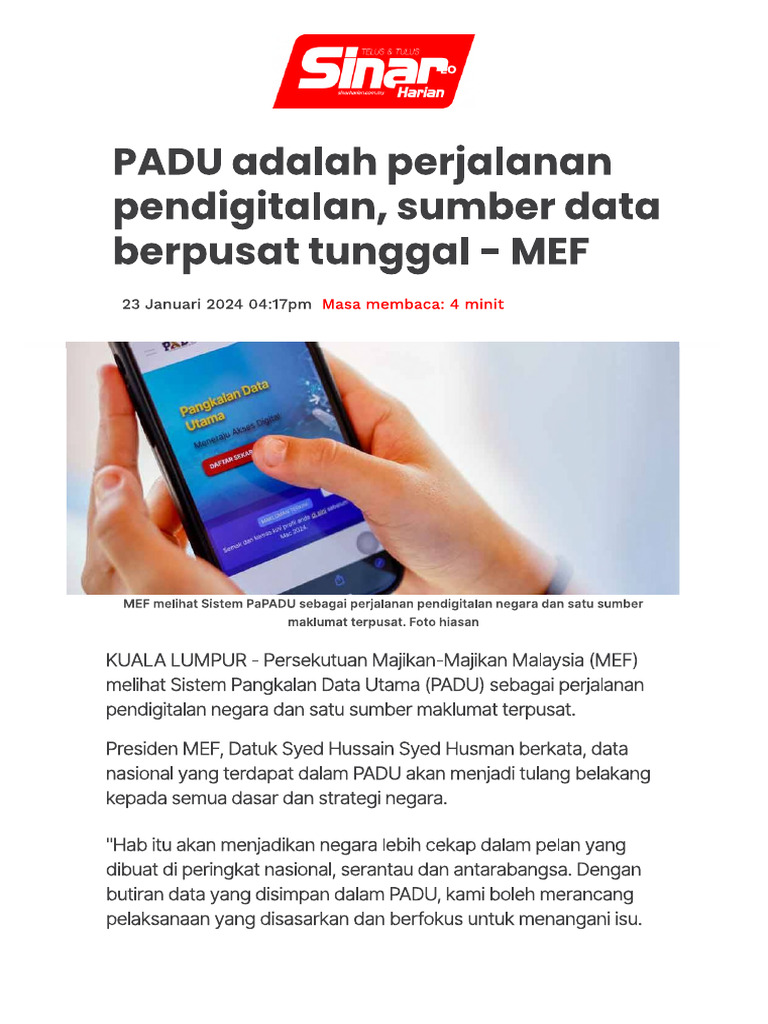 Sinar 20240123 A | PDF