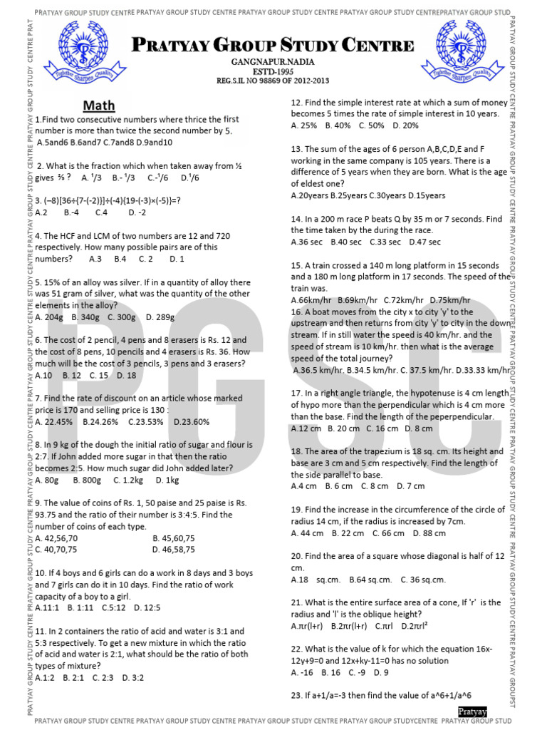 Math and Logic Problems Set | PDF | Area | Elementary Geometry