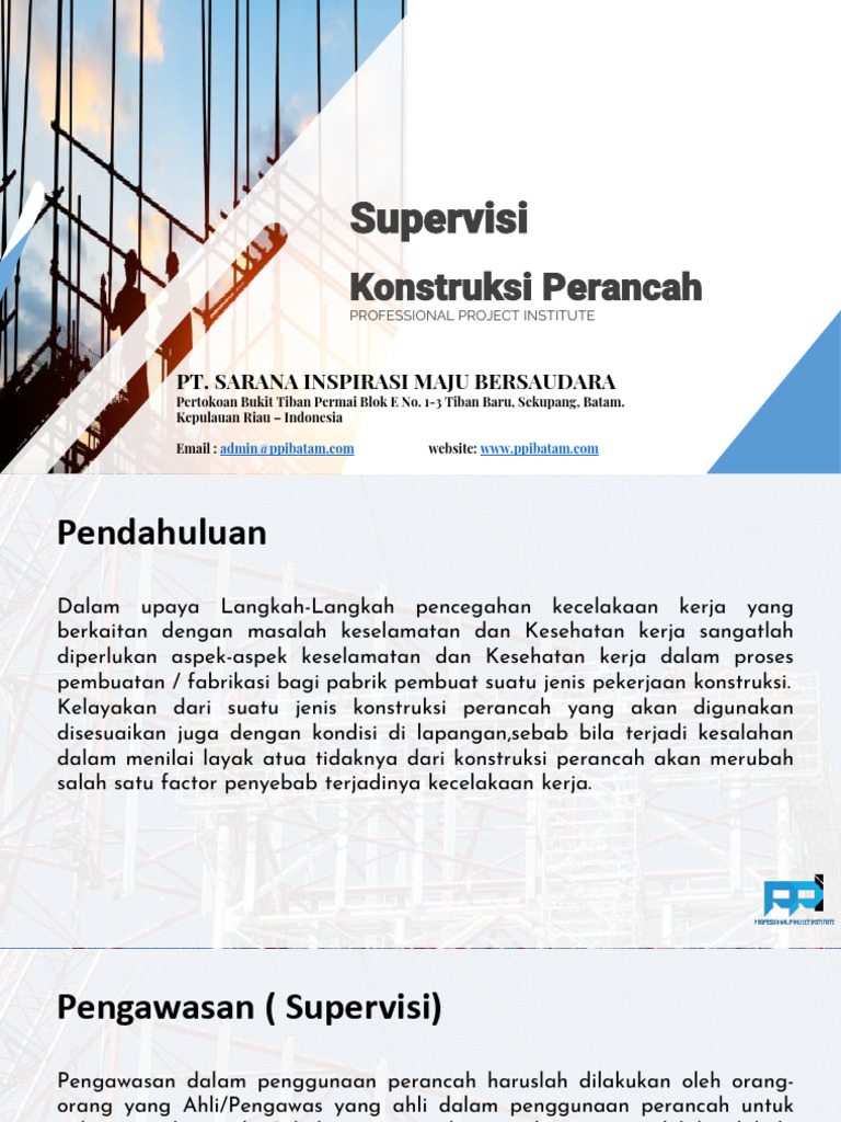 Supervisi Konstruksi Perancah | PDF