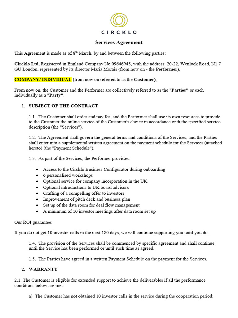 Service Agreement 2024 8th March | PDF | Employment | Intellectual Property