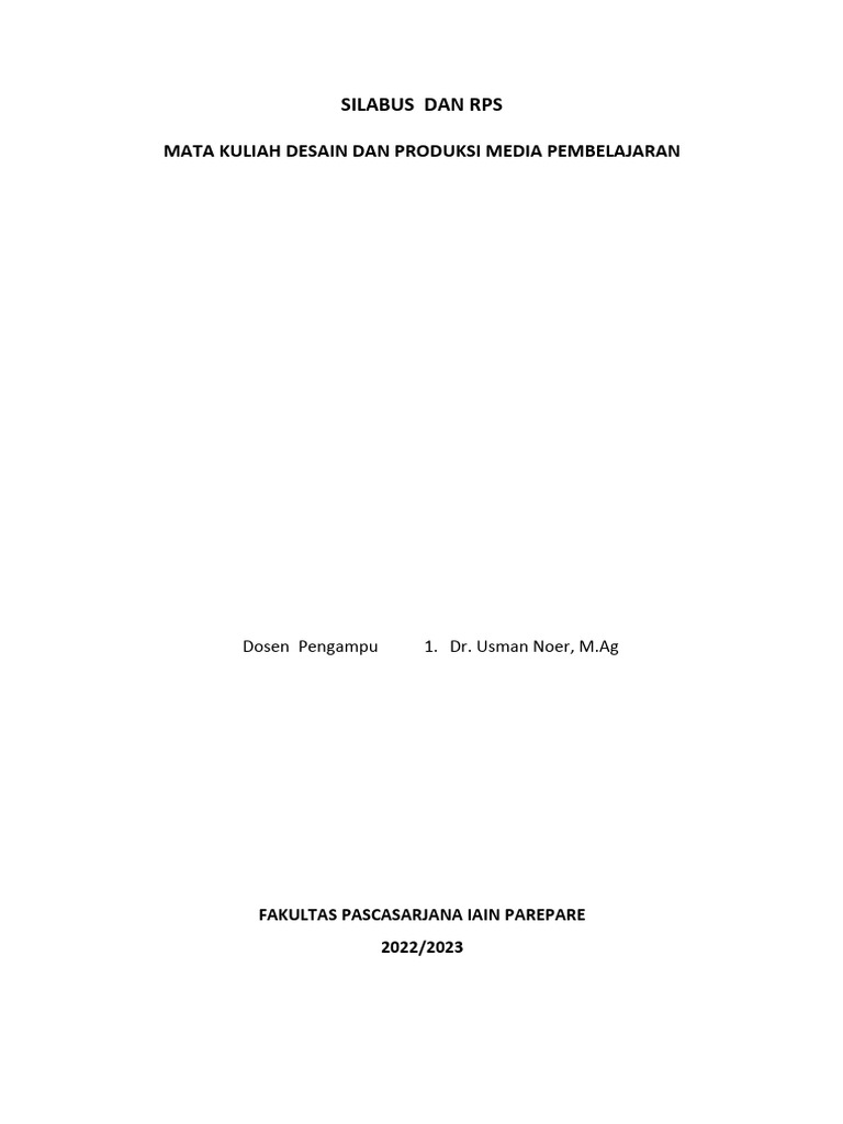 SILABUS Desain Pembelajaran S2 2022 | PDF | Karier & Perkembangan | Seni