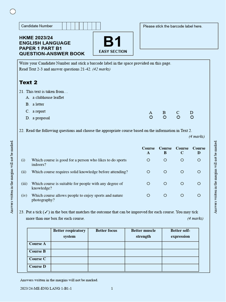 Paper 1 - Part B1 - Answer | PDF | Human Communication