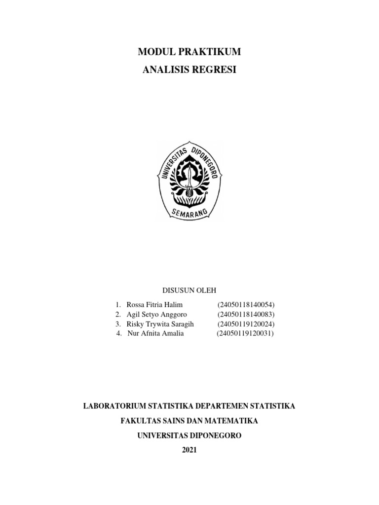 Modul Praktikum Analisis Regresi 2021 | PDF | Metode & Bahan Ajar