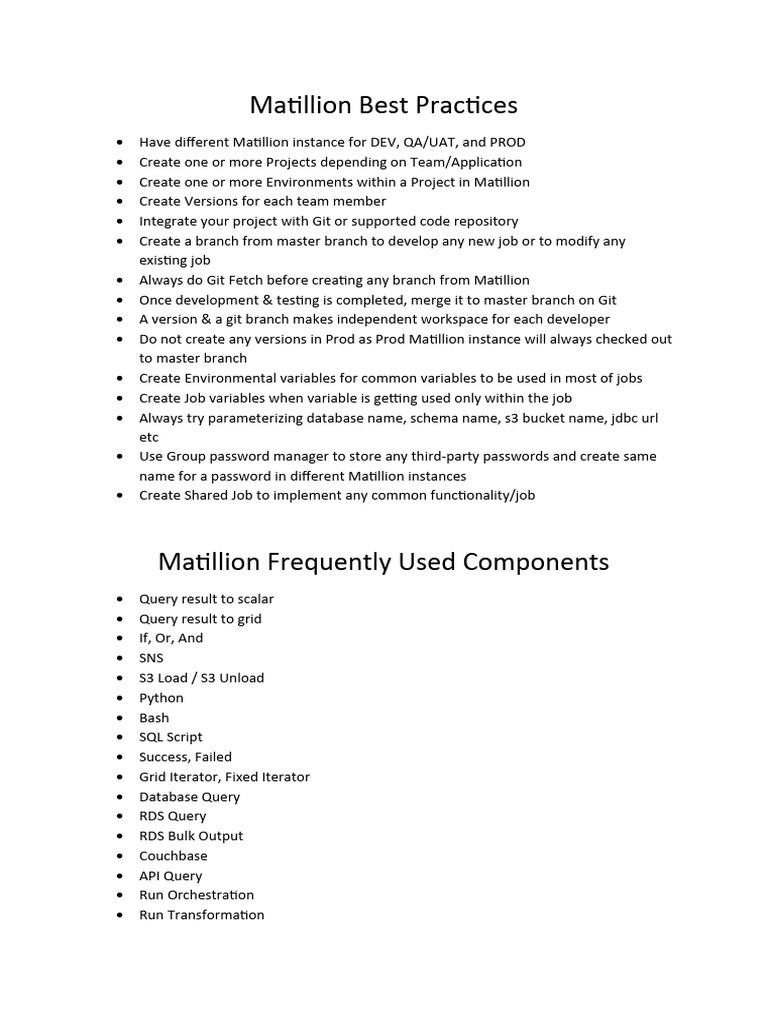 Matillion - Best - Practices | PDF | Computers