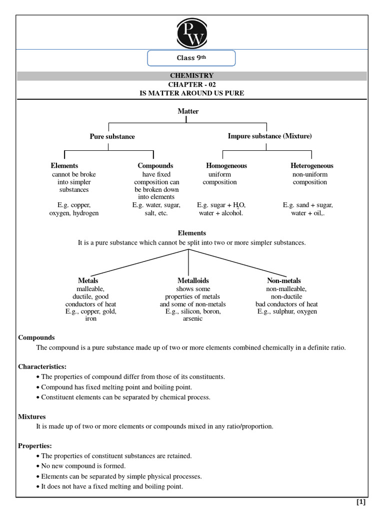 Pure and Impure Substances in Chemistry | PDF | Mixture | Suspension ...