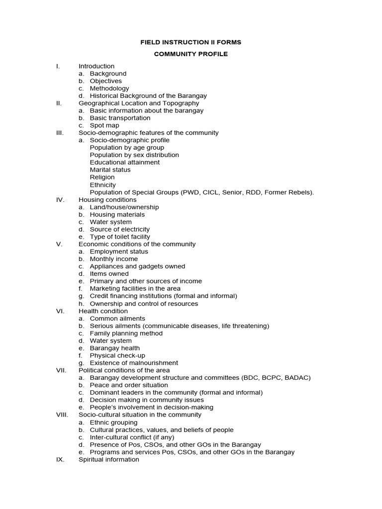 FIELD INSTRUCTION 2 Forms | PDF | Community | Organization Development