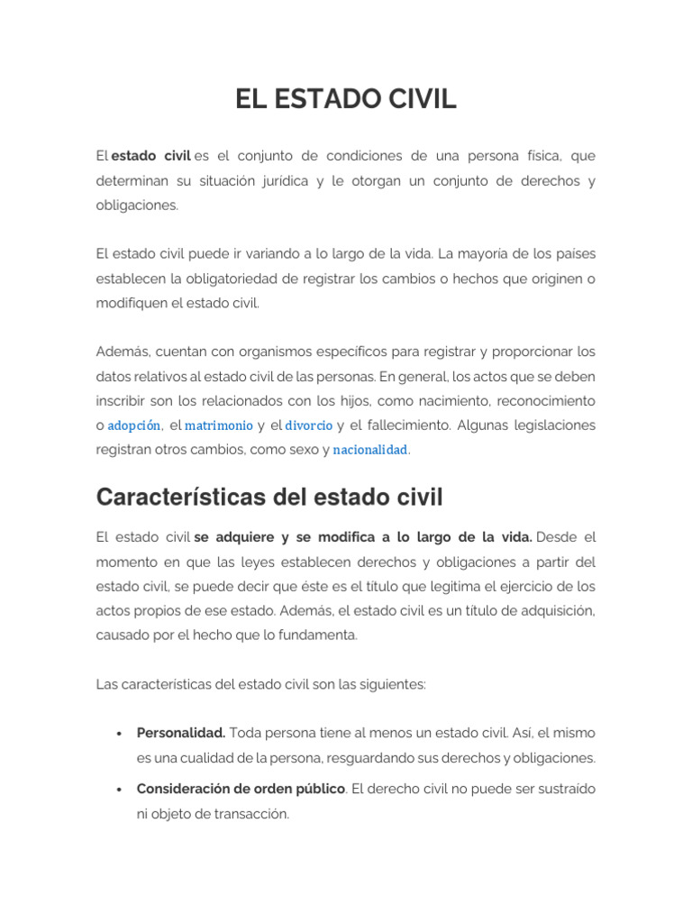 Estado Civil y Capacidad Jurídica | PDF | Estado civil | Estado (política)