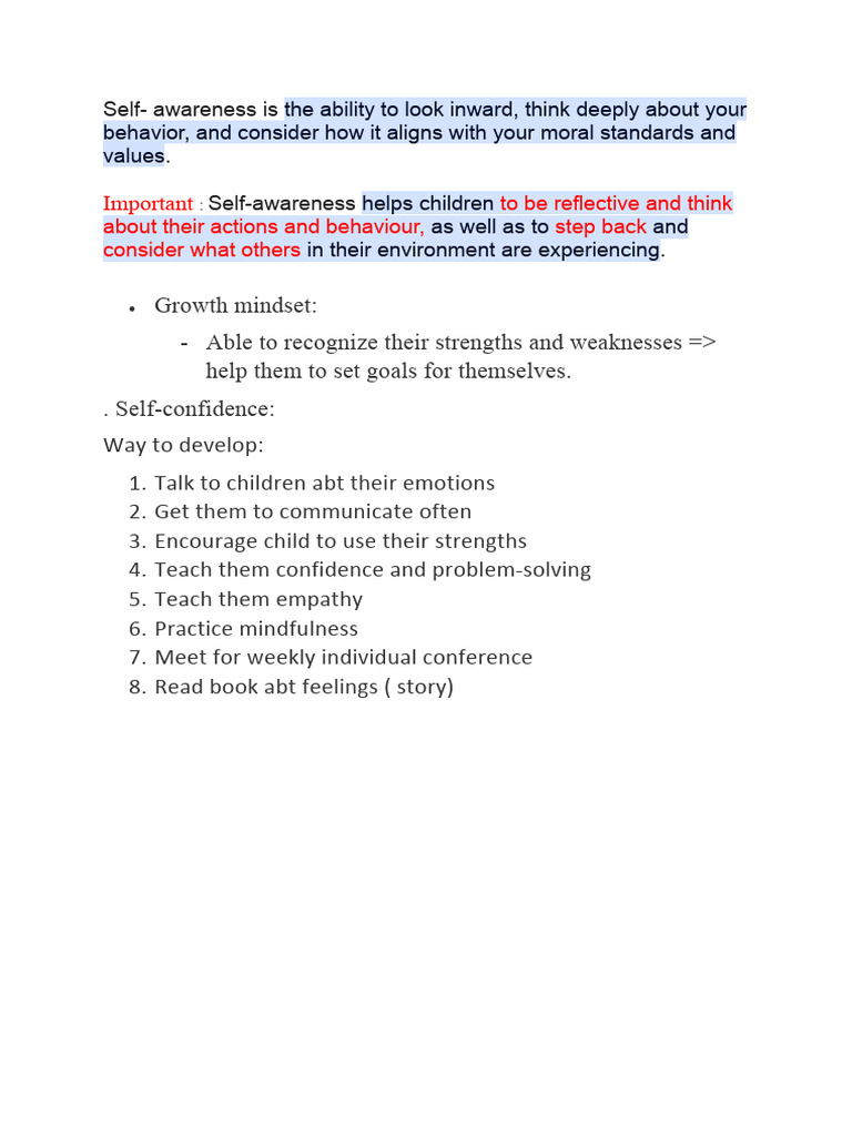 Self Awareness | PDF