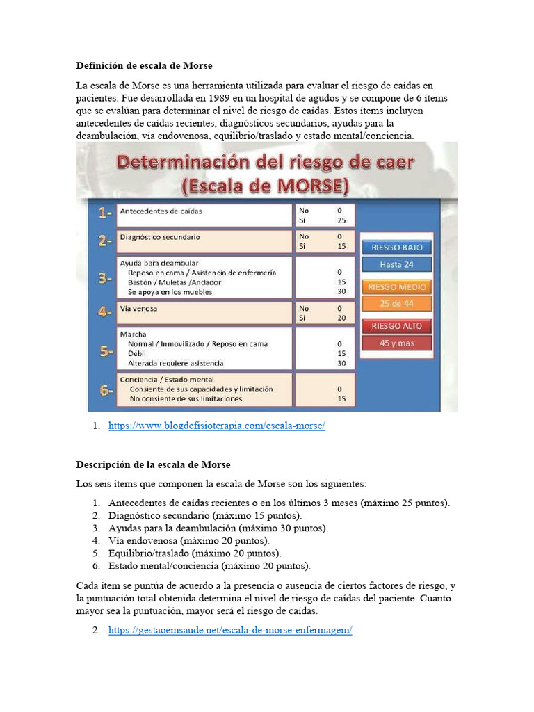Escala de Morse | PDF | Ciencias de la Salud | Medicina CLINICA