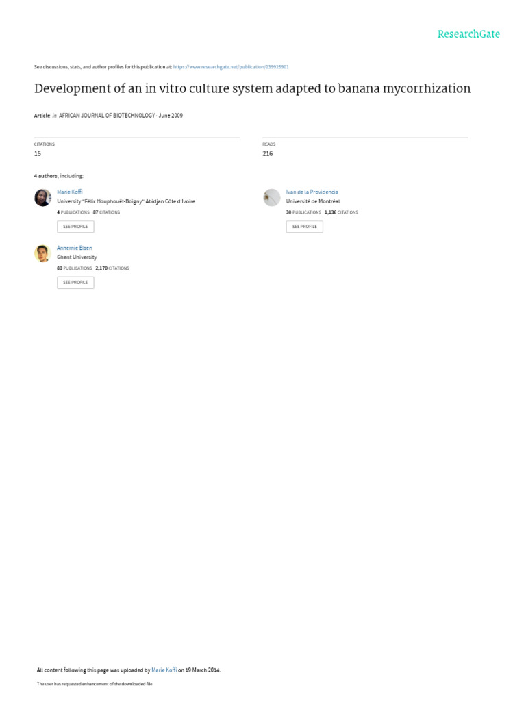 Development of An in Vitro Culture System Adapted | PDF | Fungus | Banana