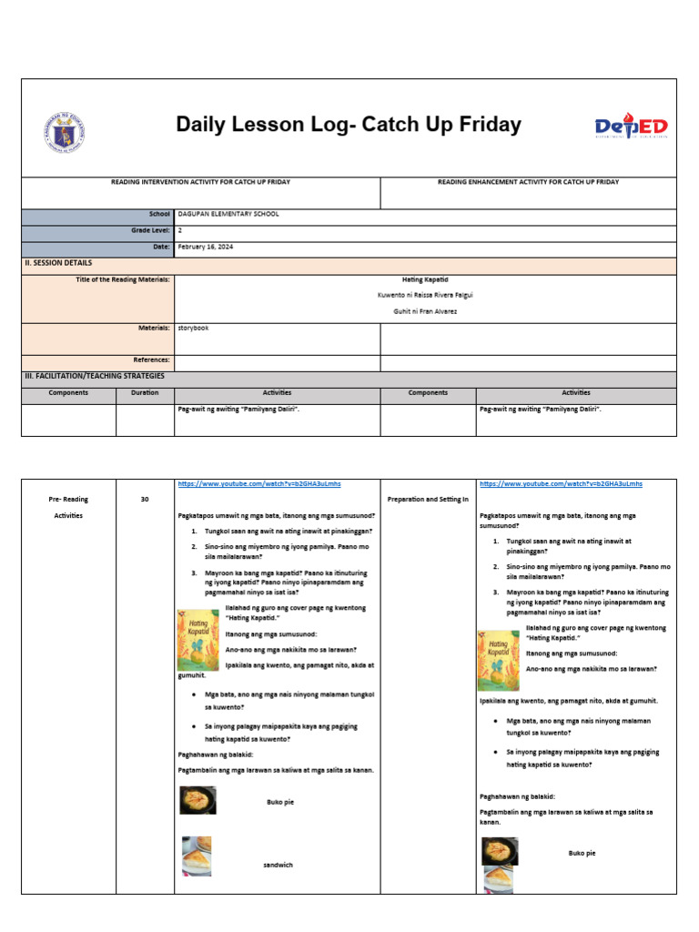 Catch Up Friday DLL READING | PDF