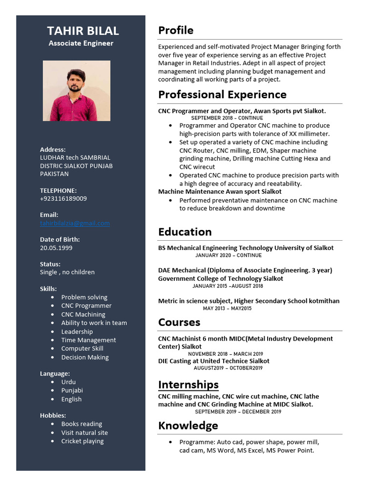 Tahir-Bilal CV 1688980104276 | PDF | Numerical Control | Machinist