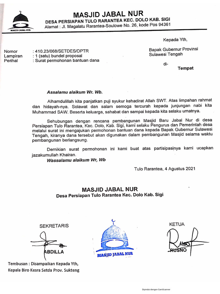 Contoh PROPOSAL MASJID 2022 | PDF