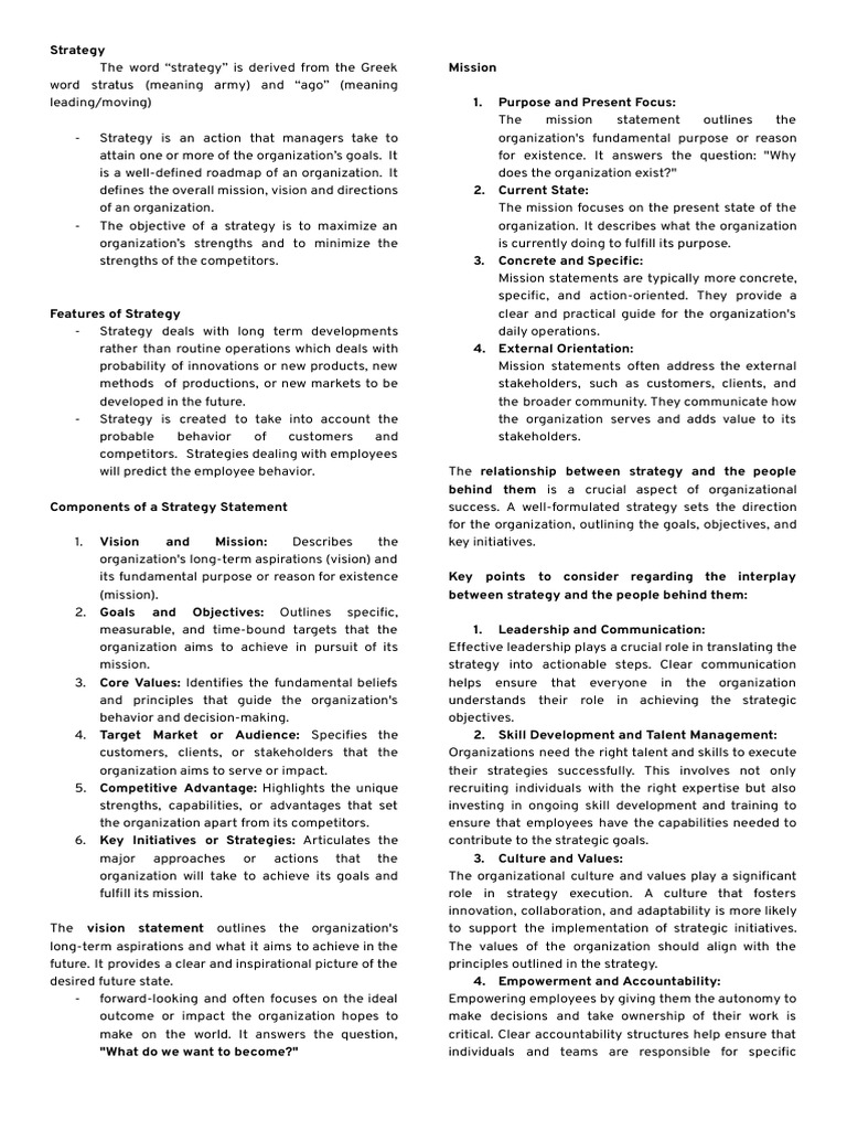 Strategic Management reviewer | PDF | Strategic Management | Goal