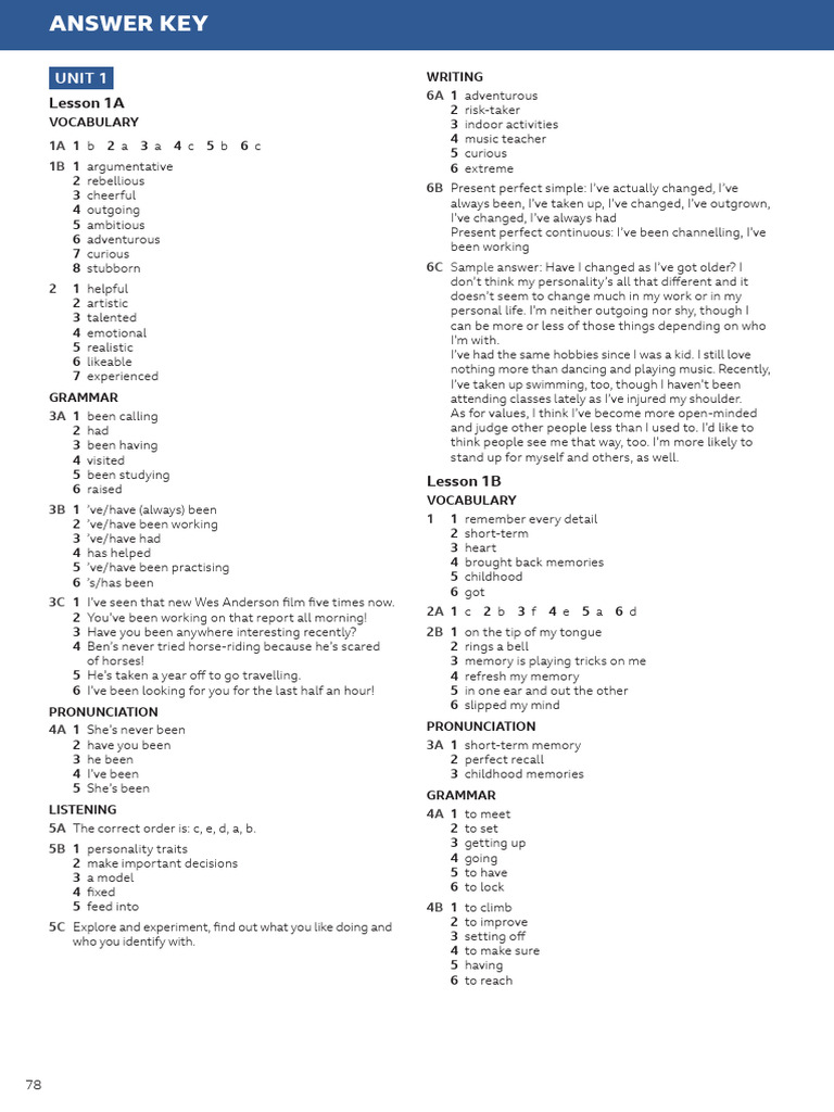 Speakout 3rd Edition B2 Workbook Keys | Download Free PDF | Sleep | Memory