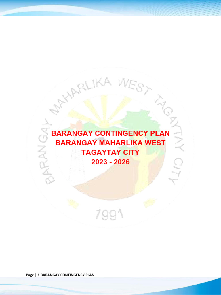 Barangay Contingency Plan 2023 - 2026 | PDF