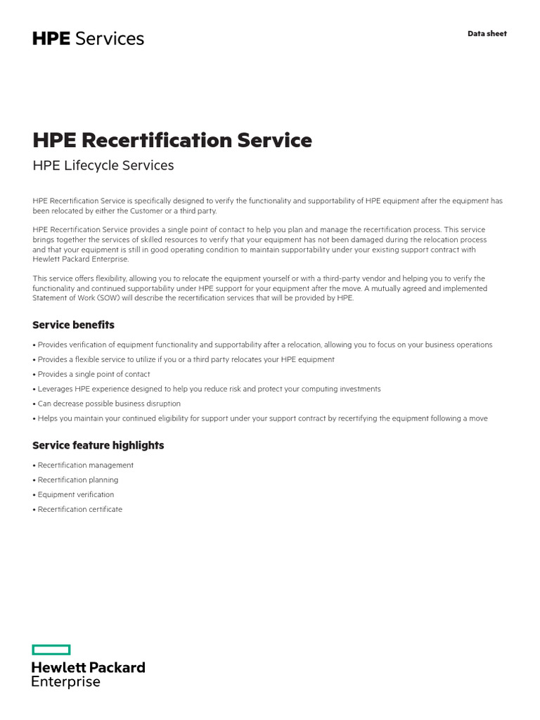 HPE Recertification Service-4aa6-4948enw | PDF | Business