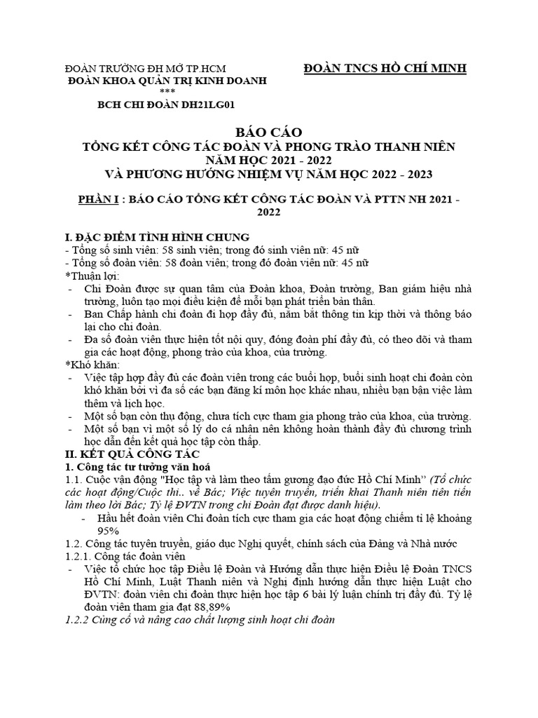 (21LG01) 2. Bao Cao Tong Ket Và Phuong Huong | PDF