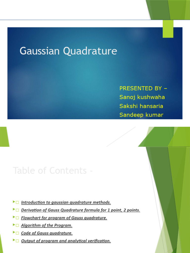 Gauss Quadrature ppt1 (1) Edited | PDF | Applied Mathematics | Algorithms