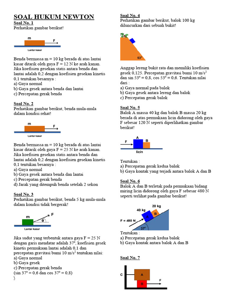 Contoh Soal Dan Pembahasan Hukum Newton | PDF