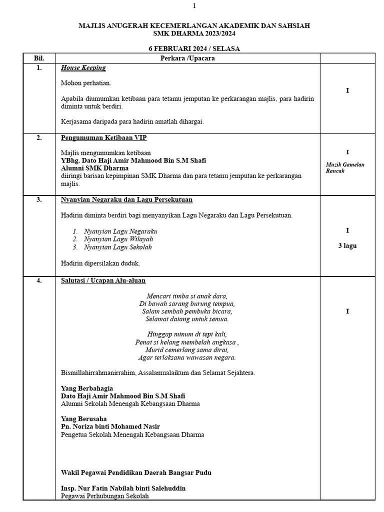 Teks Pengacara Majlis Akas 2023 | PDF