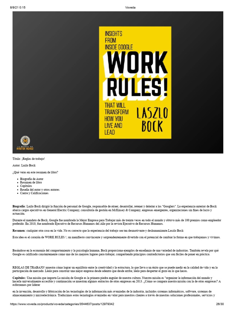 Work Rules! Insights From Inside Google That Will Transform How You Live and Lead - Laszlo Bock ...