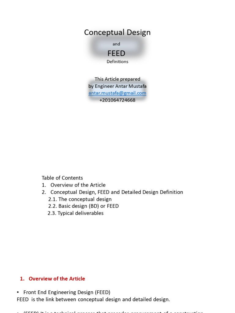 FEED Front End Engineering Design Definition | PDF | Engineering Design Process | Specification ...