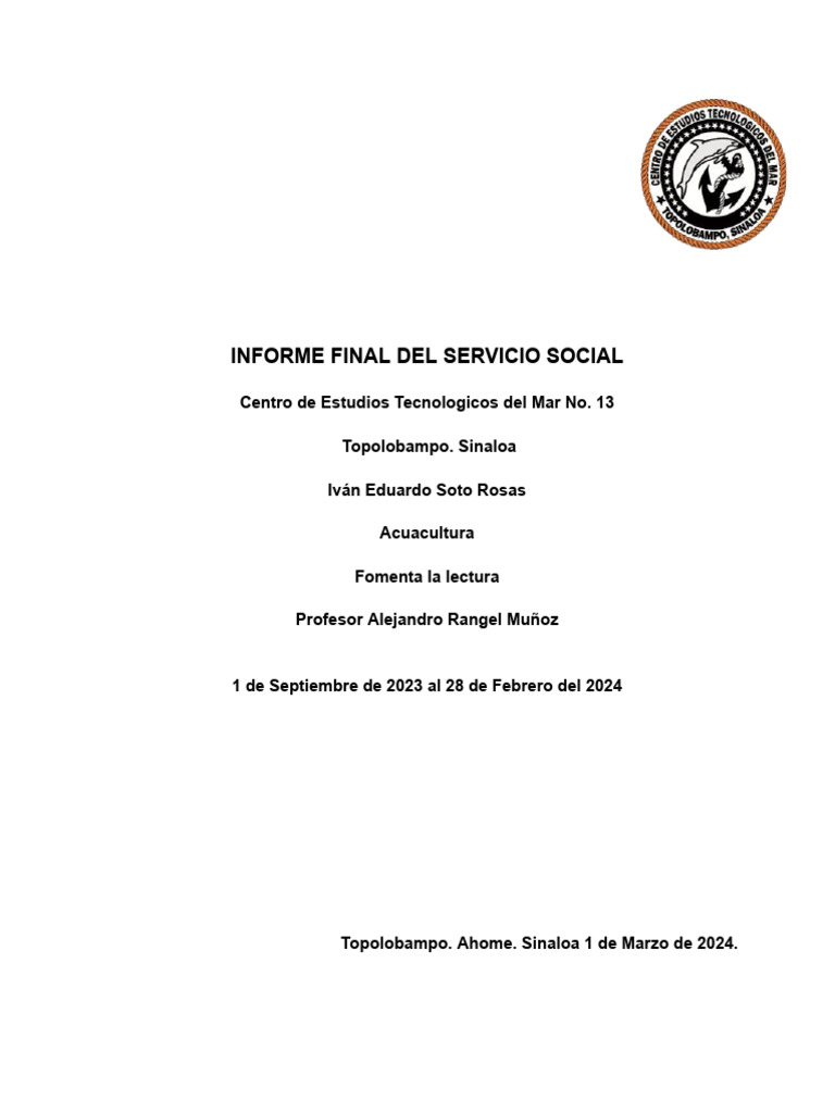 Informe Final Ivan | PDF | Biblioteca escolar | Aprendizaje
