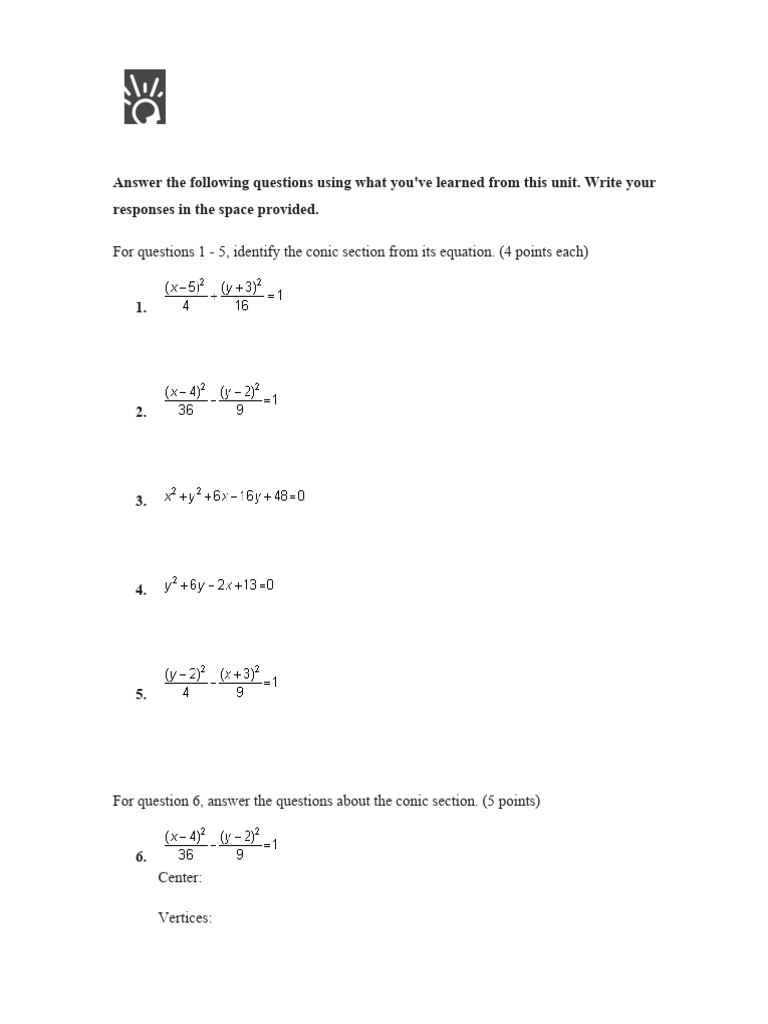 5.6.3 Practice - Conic Sections (Practice) | PDF | Teaching Methods ...