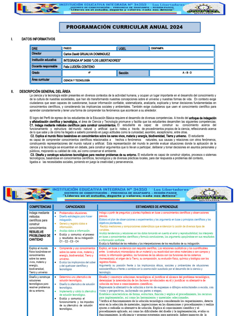 PROGRAMACIÓN CyT. 4º | PDF | Biología Celular) | Observación