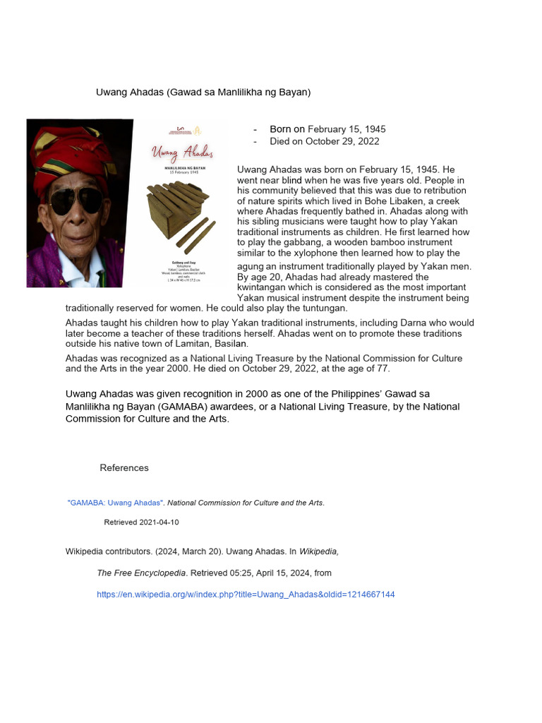 Uwang Ahadas: Yakan Musician Legacy | PDF