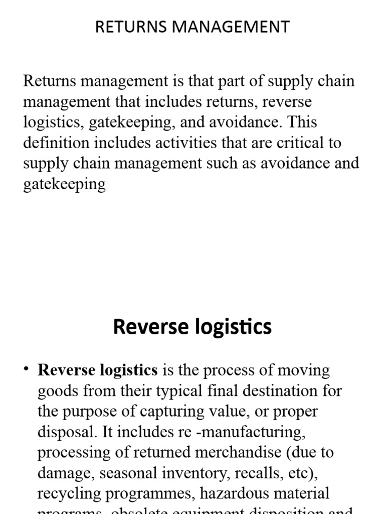 Returns Management | PDF | Logistics | Product (Business)