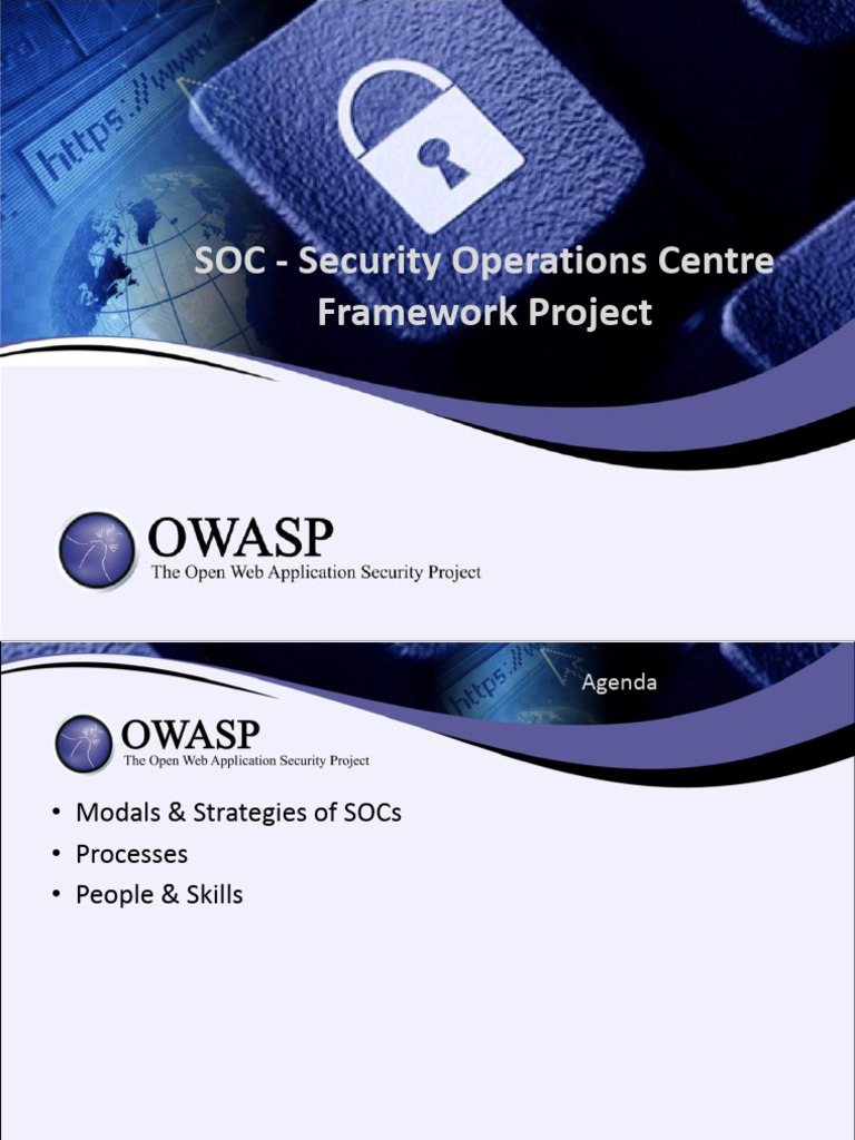 Owasp Security Operations Centre Soc Framework Project Presentation
