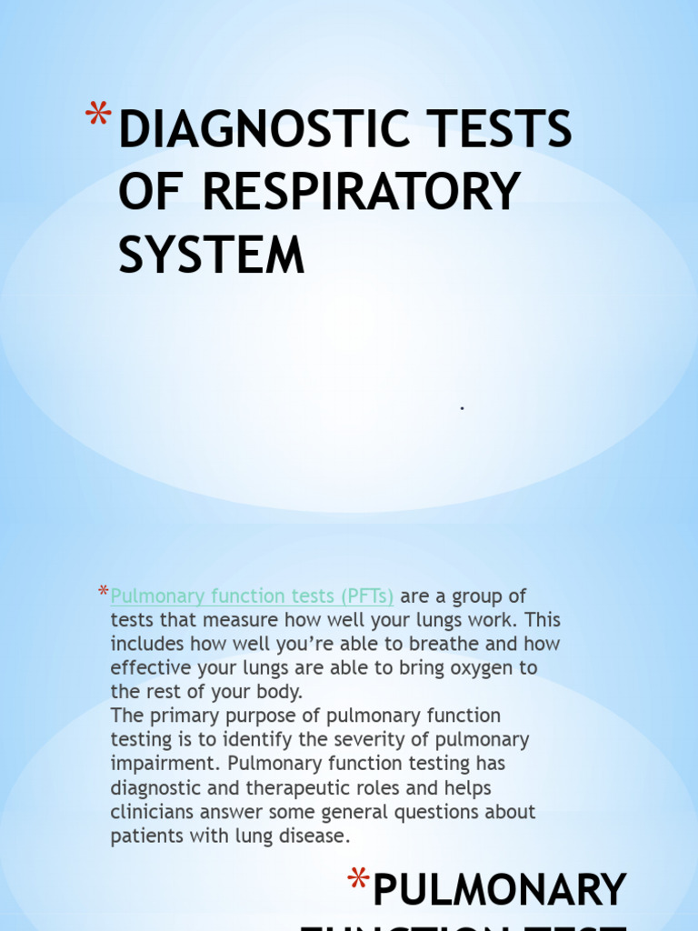Diagnostic Tests of Respiratory System | PDF | Lung | Medicine