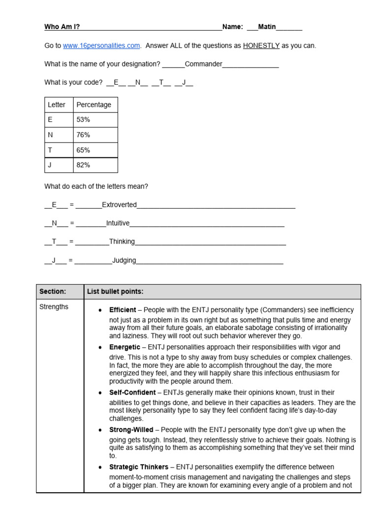 Who Am I 1 | PDF | Personality Type | Friendship
