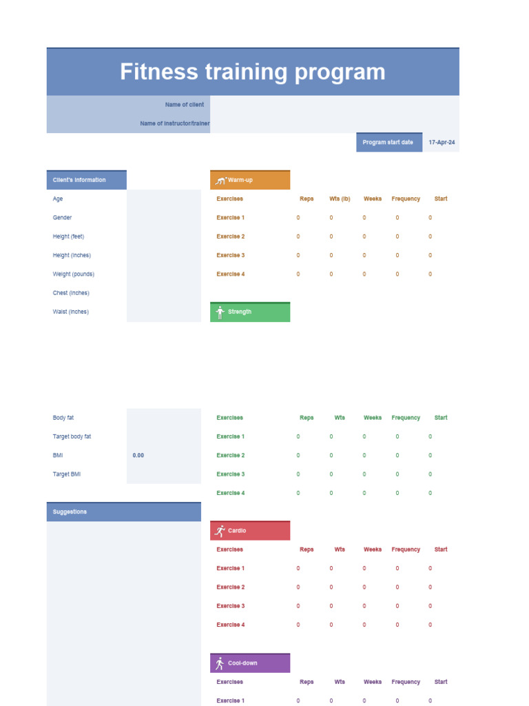 Fitness Training Program: Name of Client | Download Free PDF | Personal ...