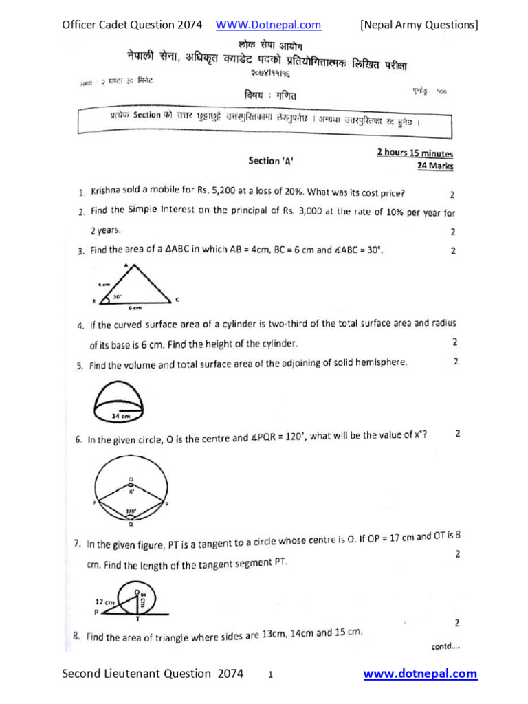 Officer Cadet Math Question | PDF