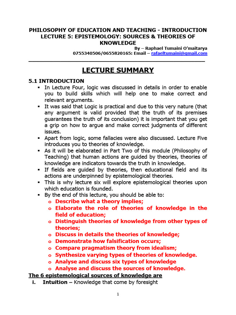 X 5 Oef 101 Lecture 5 Q&a | PDF | Knowledge | Epistemology