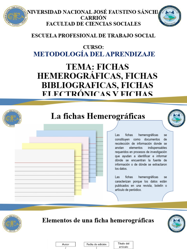 Fichas Hemerográficas, Fichas Bibliograficas, Fichas Electrónicas y ...