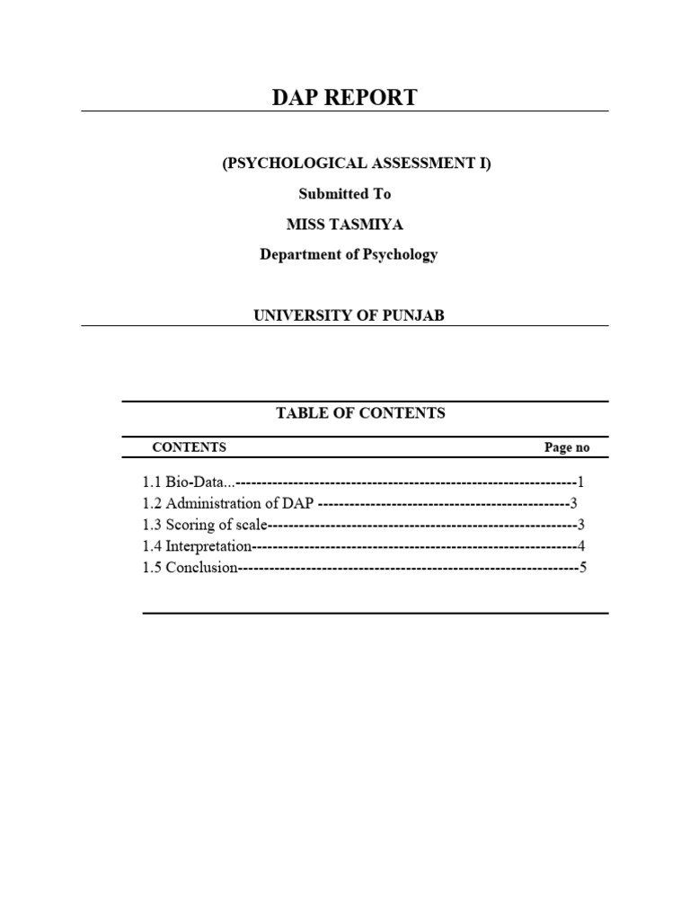 Dap Report | PDF | Psychological Evaluation | Behavioural Sciences