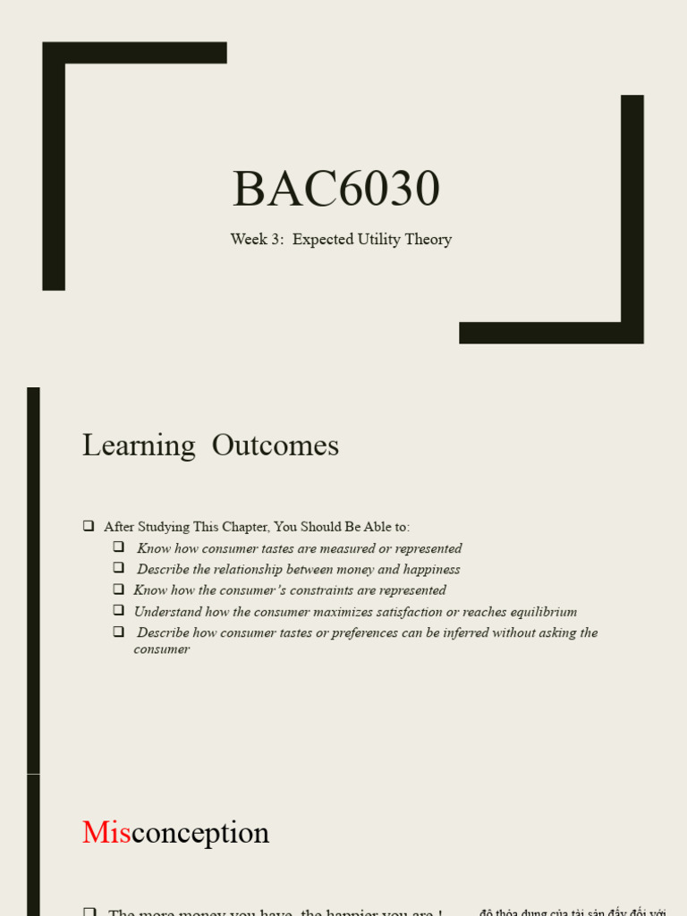 BAC6030 Week 3 - Expected Utility Theory | PDF | Utility | Risk Aversion