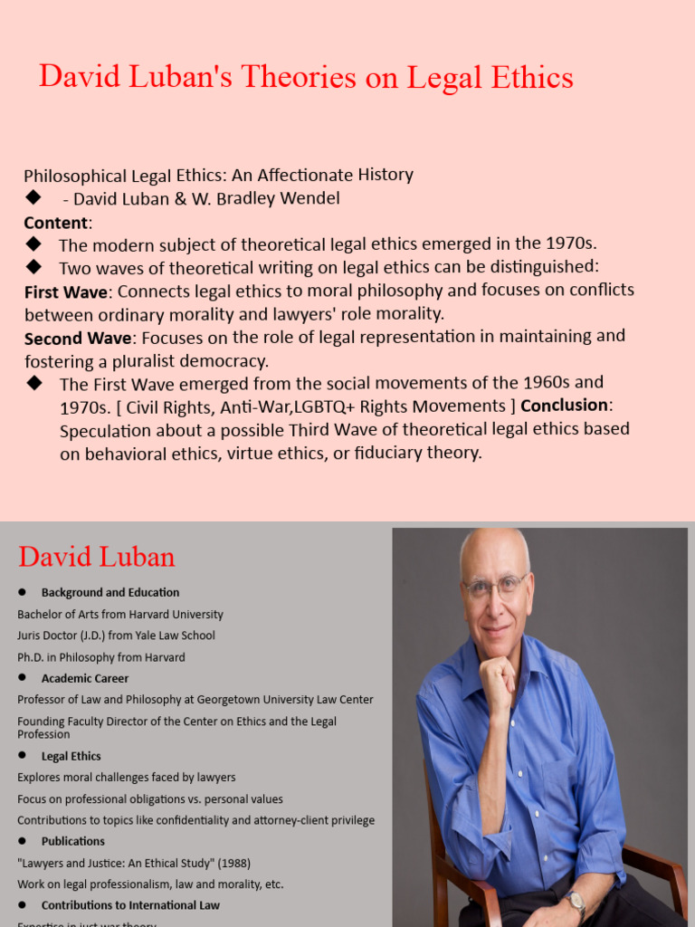 David Luban's Legal Ethics Presentation | PDF | Lawyer | Confidentiality