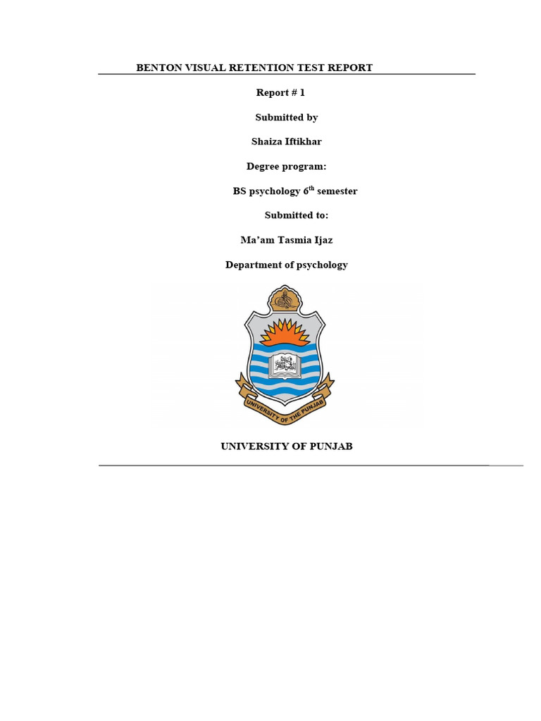 BENTON VISUAL RETENTION TEST REPORT Normal Final | PDF | Cognition ...