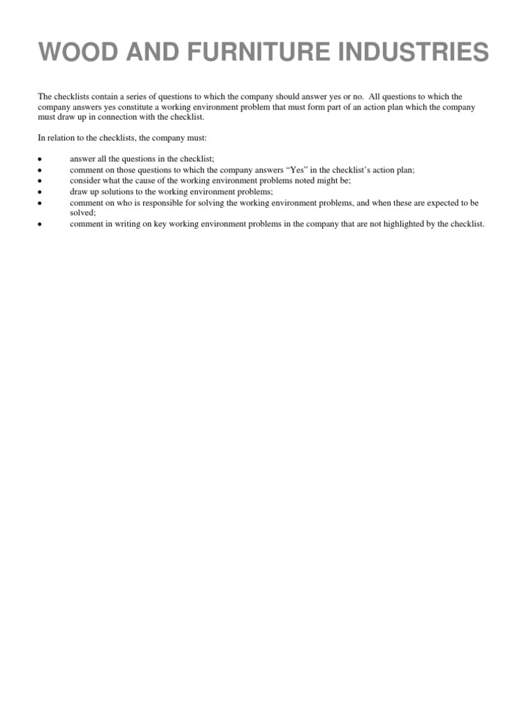 Furniture Quality Control Checklist | PDF | Dangerous Goods ...